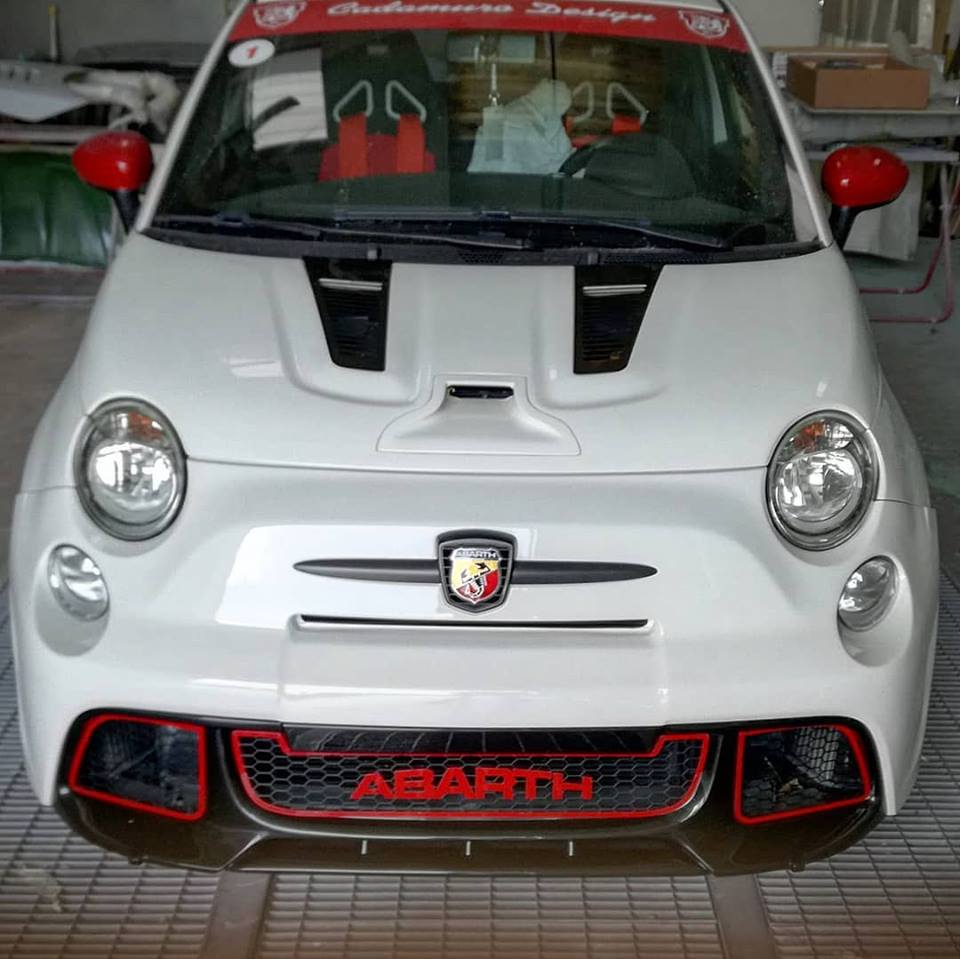 Abarth 595 Series 4 Front Bumper 2016 Biposto Look with Metal Grilles ...