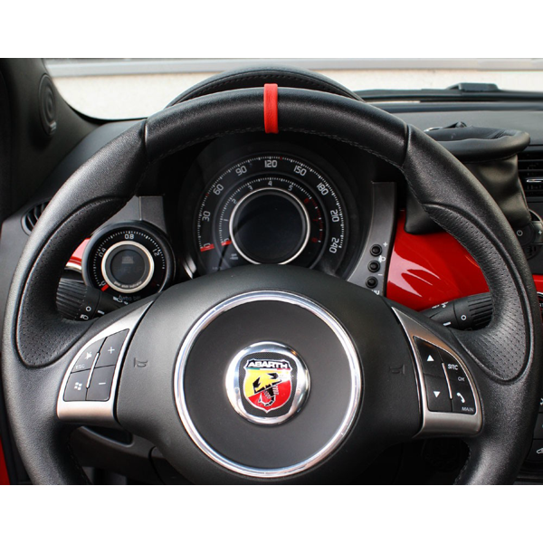 Abarth 500 / 595 / 695 Red Leather Top Centre Marker For Steering Whee ...